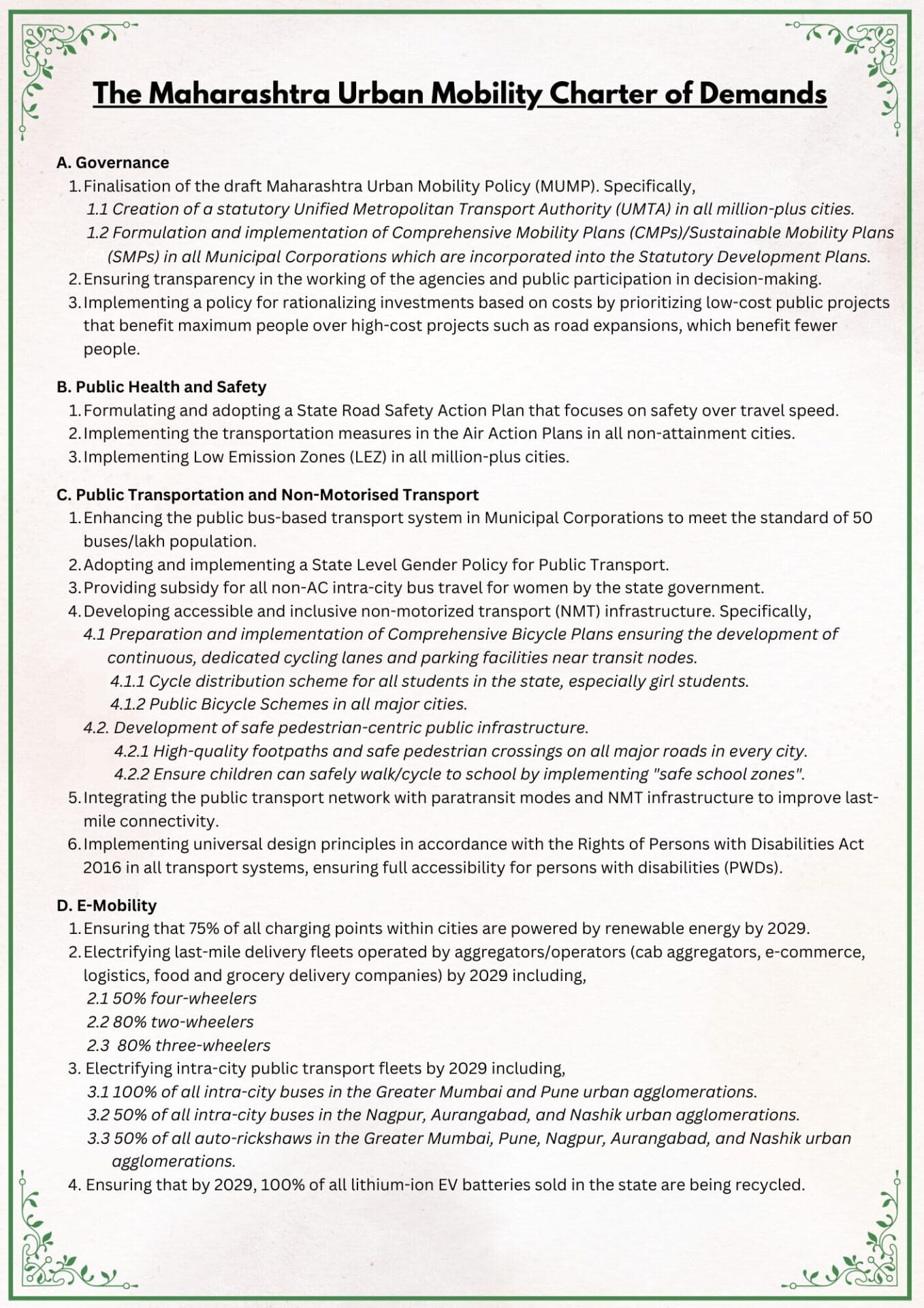 Citizen groups rally for sustainable mobility ahead of Maharashtra ...